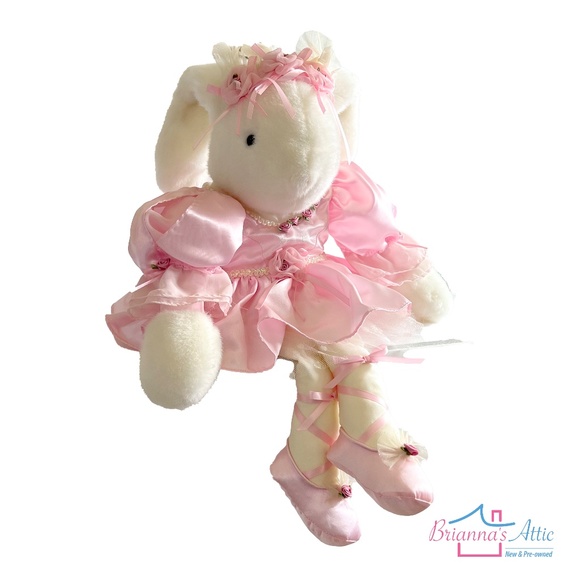 Toys | Vintage Stuffed Plush Bunny Rabbit White And Pink 28 | Poshmark